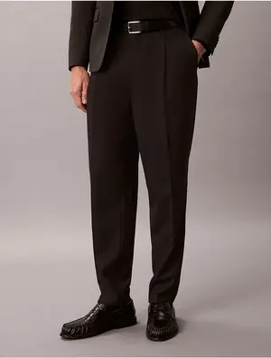 Calvin Klein Tapered Pleated Wool Blend Pants
