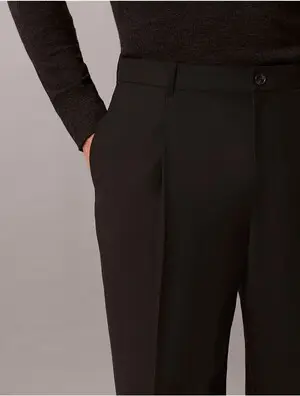 Calvin Klein Tapered Pleated Wool Blend Pants