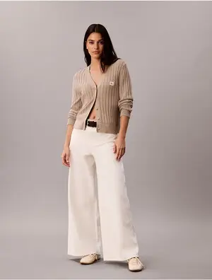 Calvin Klein Cotton Twill Wide Leg Pants