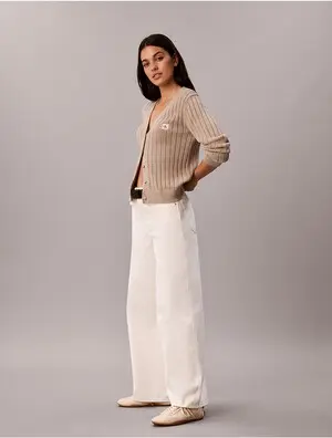 Calvin Klein Cotton Twill Wide Leg Pants