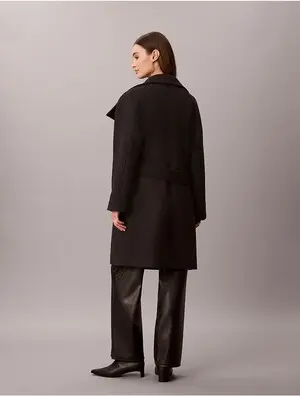 Calvin Klein Wool Blend Belted Coat - Black