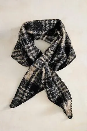 TERRAIN Plaid Sherpa Triangle Scarf - Black