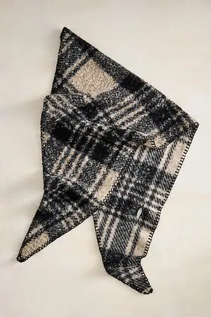 TERRAIN Plaid Sherpa Triangle Scarf - Black