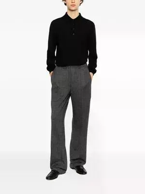 TOM FORD Long-sleeve Polo Shirt - Black