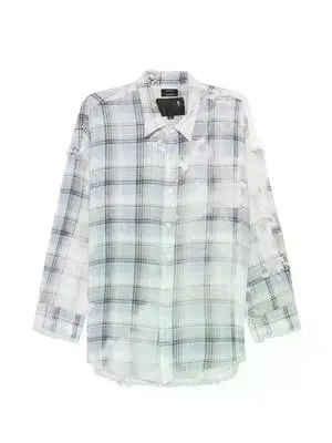 R13 Shredded-seam Bleached-plaid Shirt