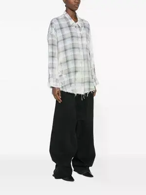 R13 Shredded-seam Bleached-plaid Shirt