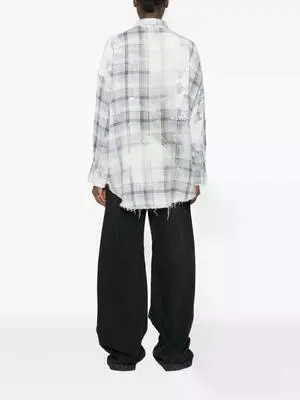 R13 Shredded-seam Bleached-plaid Shirt