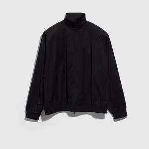 Gucci Soft Technical Twill Zip Jacket With Crest Embroidery