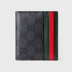 Gucci Bi-fold Wallet With Web Card Slots Gg Canvas - Black