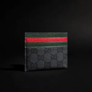 Gucci Card Case With Web Card Slots Gg Canvas