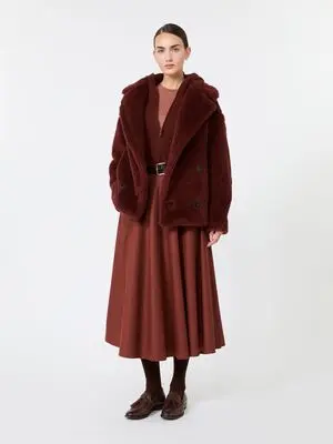 Max Mara Alpaca And Wool Teddy Fabric Cropped Biker Jacket