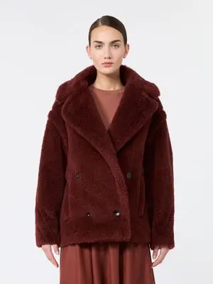 Max Mara Alpaca And Wool Teddy Fabric Cropped Biker Jacket