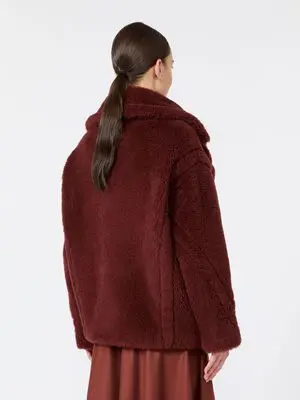 Max Mara Alpaca And Wool Teddy Fabric Cropped Biker Jacket