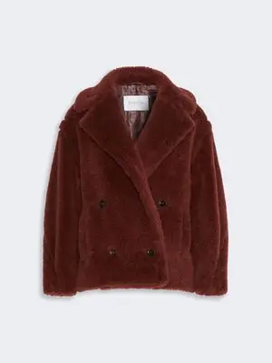 Max Mara Alpaca And Wool Teddy Fabric Cropped Biker Jacket