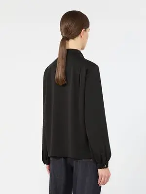 Max Mara Ruffled Silk Charmeuse Shirt - Black
