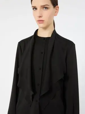 Max Mara Ruffled Silk Charmeuse Shirt - Black