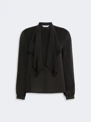 Max Mara Ruffled Silk Charmeuse Shirt - Black