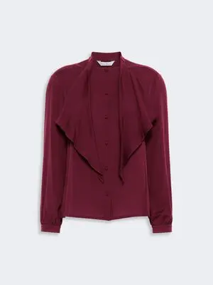 Max Mara Ruffled Silk Charmeuse Shirt - Wine-coloured