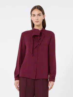 Max Mara Ruffled Silk Charmeuse Shirt - Wine-coloured