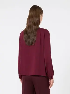Max Mara Ruffled Silk Charmeuse Shirt - Wine-coloured