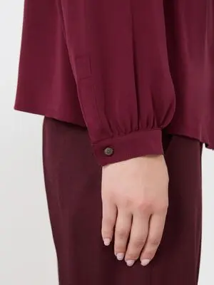 Max Mara Ruffled Silk Charmeuse Shirt - Wine-coloured