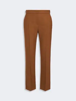 Max Mara Slim Double Woolen Cloth Trousers - Tobacco
