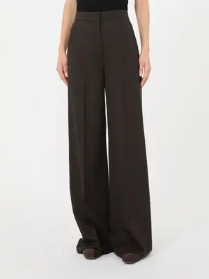 Max Mara High-waisted Wool Trousers - Dark Brown