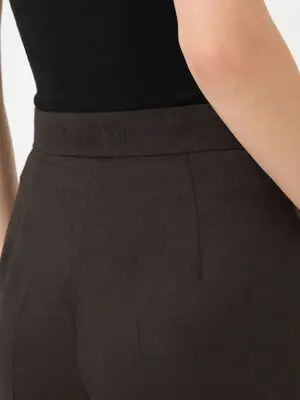 Max Mara High-waisted Wool Trousers - Dark Brown