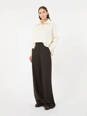 Max Mara High-waisted Wool Trousers - Dark Brown
