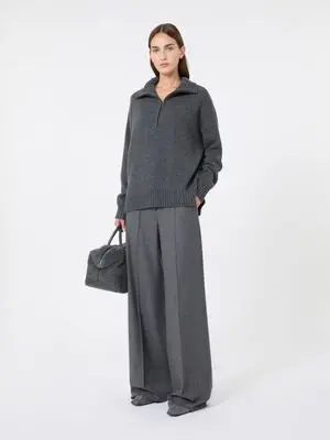 Max Mara High-waisted Stretch Wool Tailored Trousers - Medium Grey