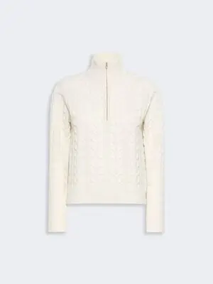 Max Mara Cable-knit Cashmere High-neck Half-zip Sweater