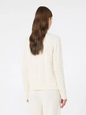 Max Mara Cable-knit Cashmere High-neck Half-zip Sweater