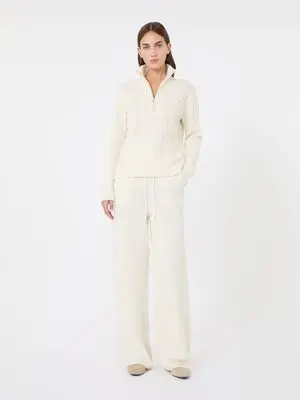 Max Mara Cable-knit Cashmere High-neck Half-zip Sweater