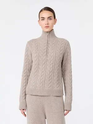 Max Mara Cable-knit Cashmere Half-zip Sweater