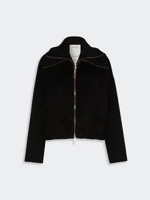 Max Mara Pure Wool Bomber Jacket With Removable Bib - Black