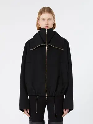 Max Mara Pure Wool Bomber Jacket With Removable Bib