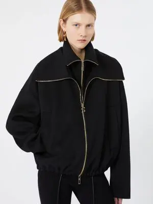 Max Mara Pure Wool Bomber Jacket With Removable Bib