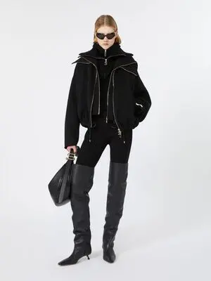 Max Mara Pure Wool Bomber Jacket With Removable Bib