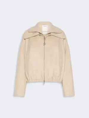 Max Mara Pure Wool Bomber Jacket With Removable Bib - Beige