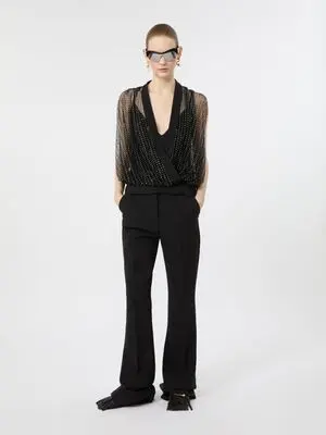 Max Mara Flared Stretch Wool Twill Trousers