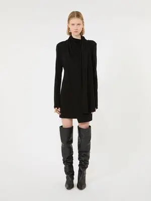 Max Mara Fluid Jersey Shawl Neck Draped Dress