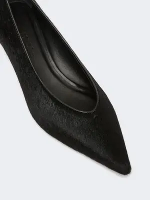 Max Mara Haircalf And Nappa Leather Pointed Toe Court Shoes - Black