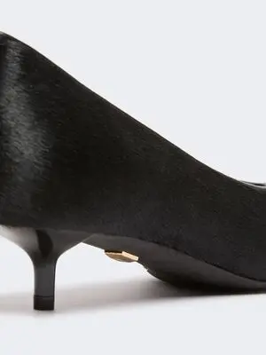 Max Mara Haircalf And Nappa Leather Pointed Toe Court Shoes - Black