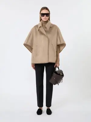 Max Mara Long Cropped Cape In Cashmere