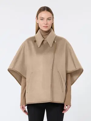Max Mara Long Cropped Cape In Cashmere