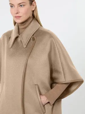 Max Mara Long Cropped Cape In Cashmere