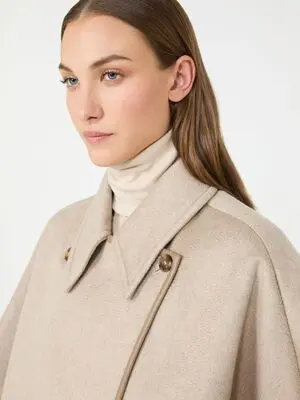 Max Mara Long Cropped Cape In Cashmere - Beige