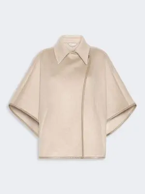 Max Mara Long Cropped Cape In Cashmere - Beige