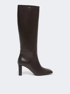 Max Mara Smooth Leather Knee-high Square Toe Boots