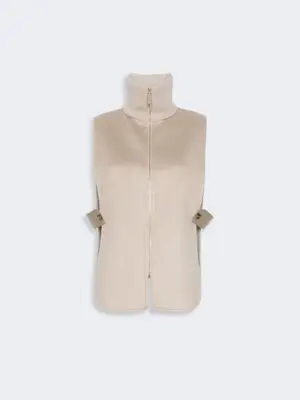 Max Mara Sleeveless Cashmere Cape With High Neck - Beige